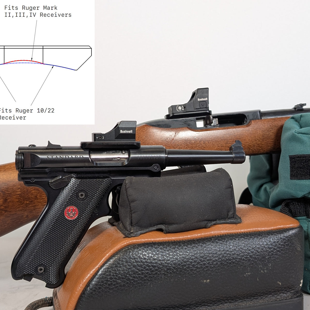 Ruger 10/22 and Mark II, III, IV Micro Red Dot Mount - ultra-low direc ...